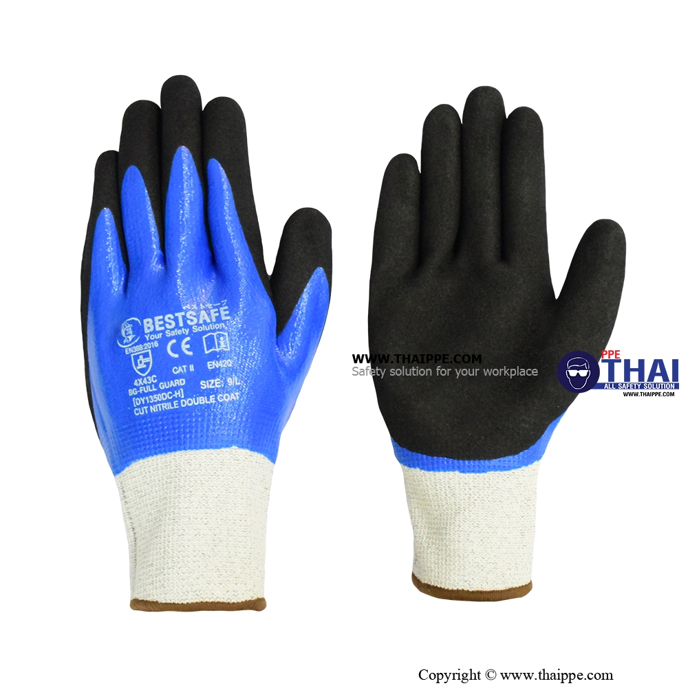 BESTSAFE BG-FULL GUARD [DY1350DC-B/BLK] ถุงมือผ้าเคลือบยางไนไตรเต็ม [Cut-5] Size : L | THAIPPE ...
