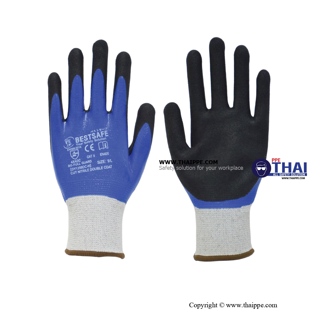 BESTSAFE BG-FULL GUARD [DY1359DC-H] ถุงมือผ้าเคลือบยางไนไตรเต็ม [Cut-5] Size : L | THAIPPE All ...