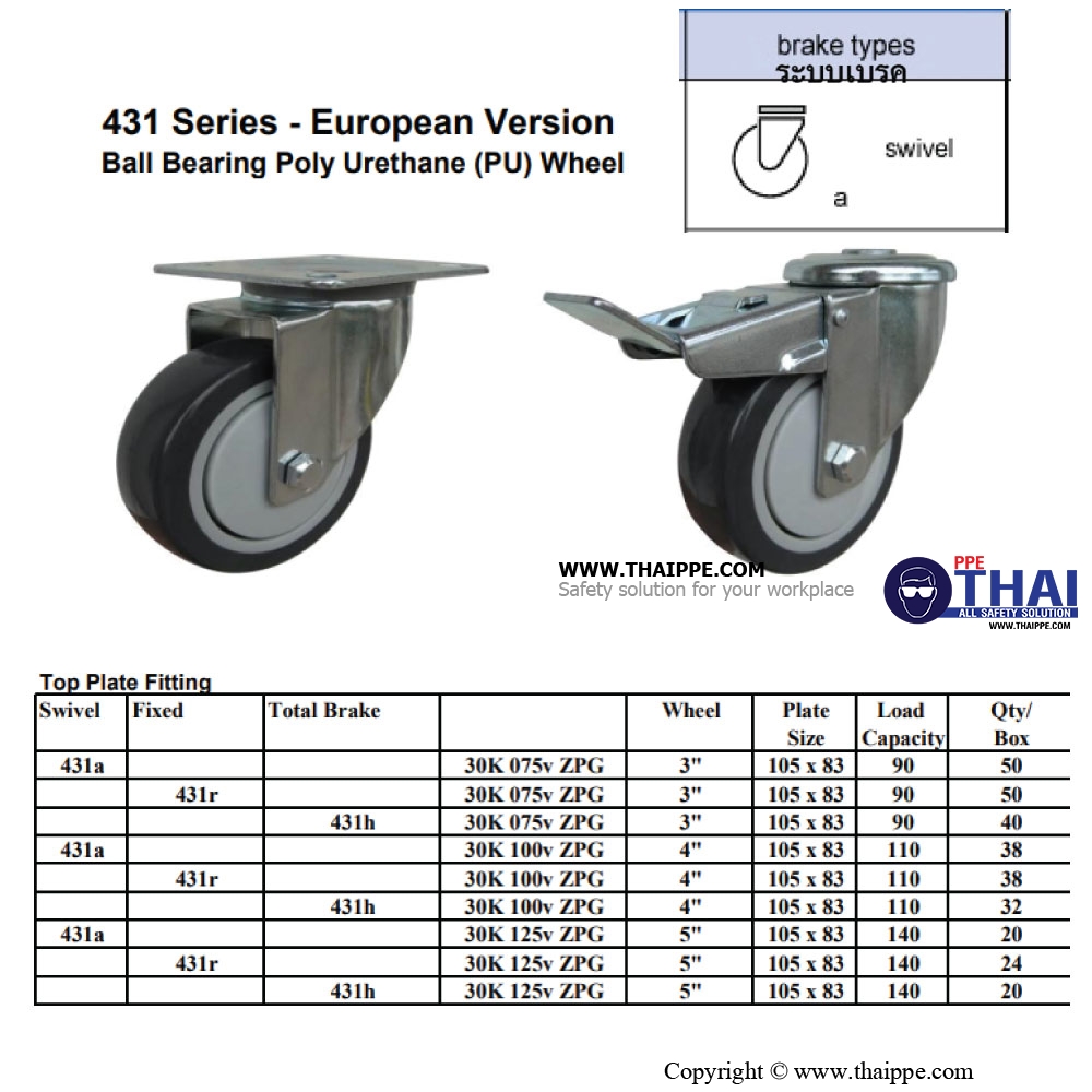 431a Swivel 30K 100v ZPG Top Plate Fitting 431 Series - European ...